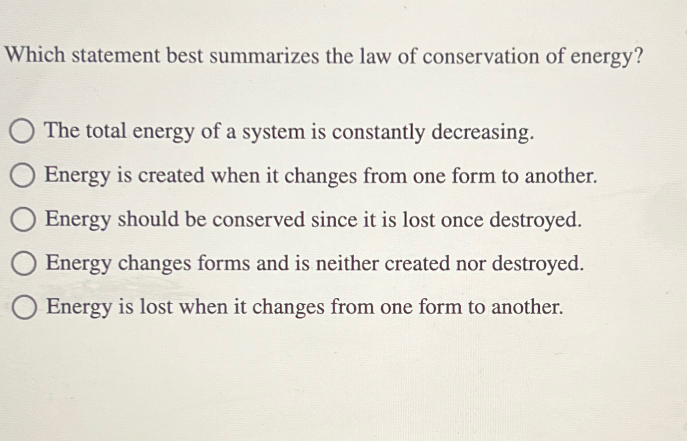 Solved Which statement best summarizes the law of | Chegg.com