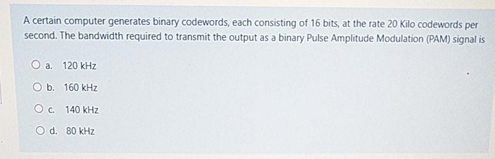 Solved A Certain Computer Generates Binary Codewords Each