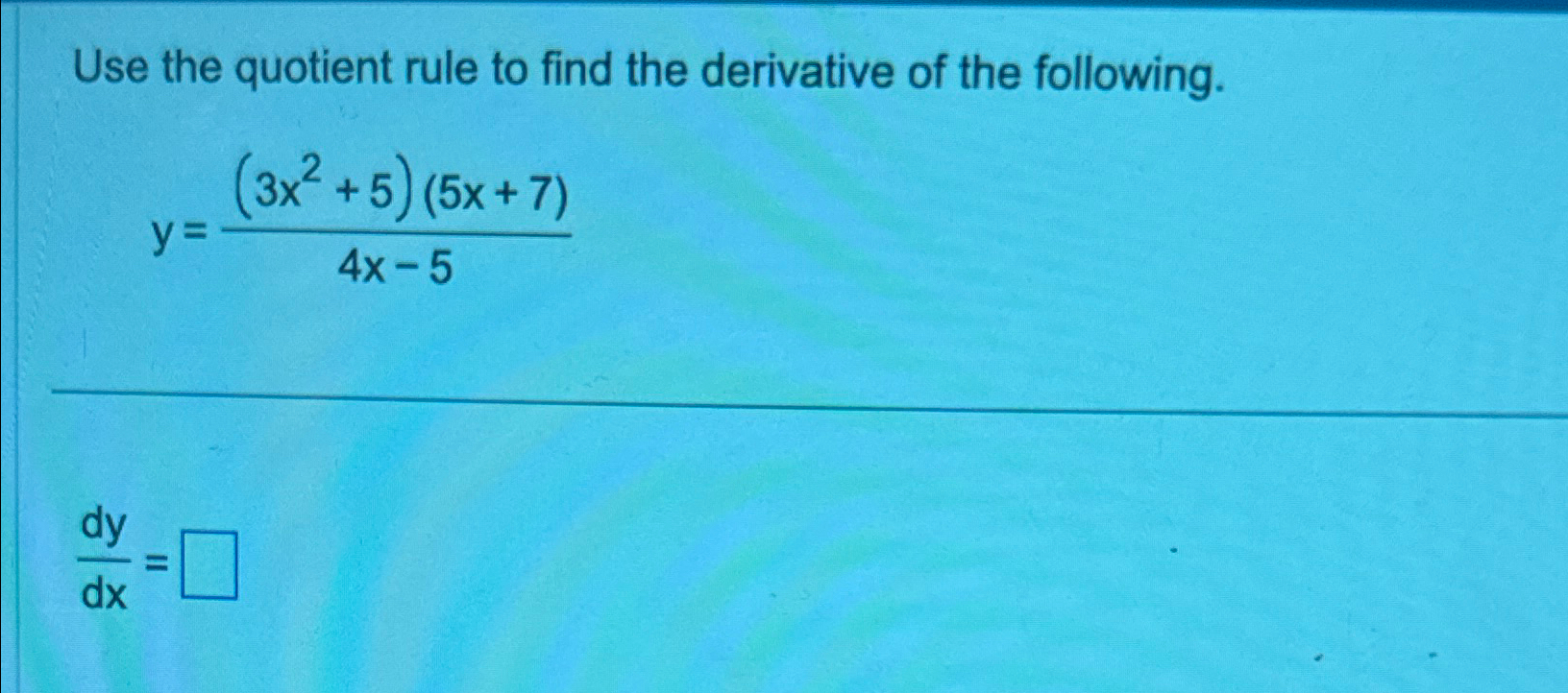 Solved Use the quotient rule to find the derivative of the | Chegg.com
