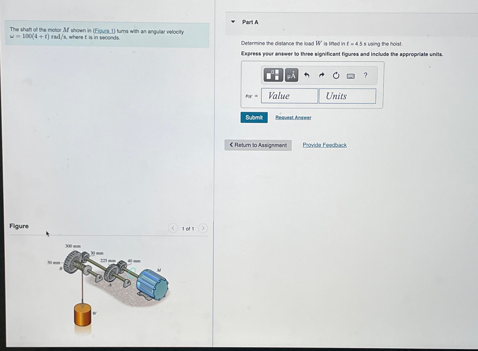 Solved The shaft of the motor M ﻿shown in (Figure 1) ﻿turns | Chegg.com