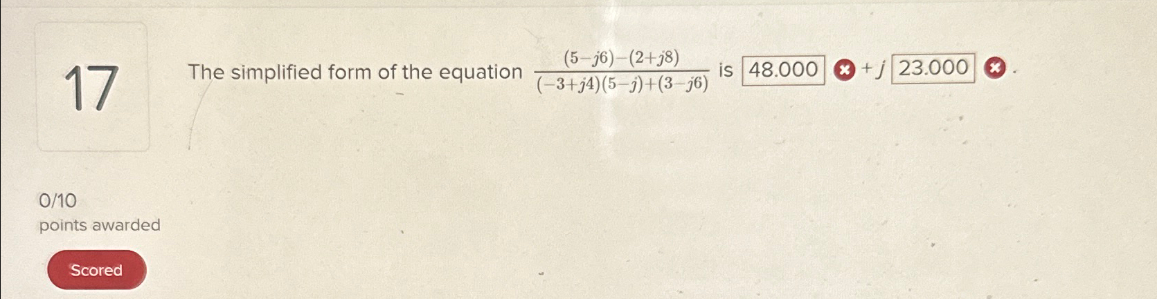 Solved 17The simplified form of the equation | Chegg.com