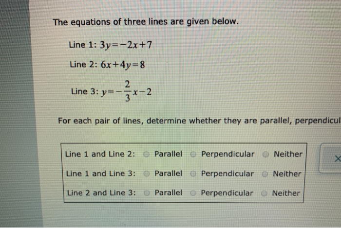 Solved The equations of three lines are given below. Line 1: | Chegg.com
