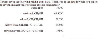 Solved You are given the following boiling point data: Which | Chegg.com