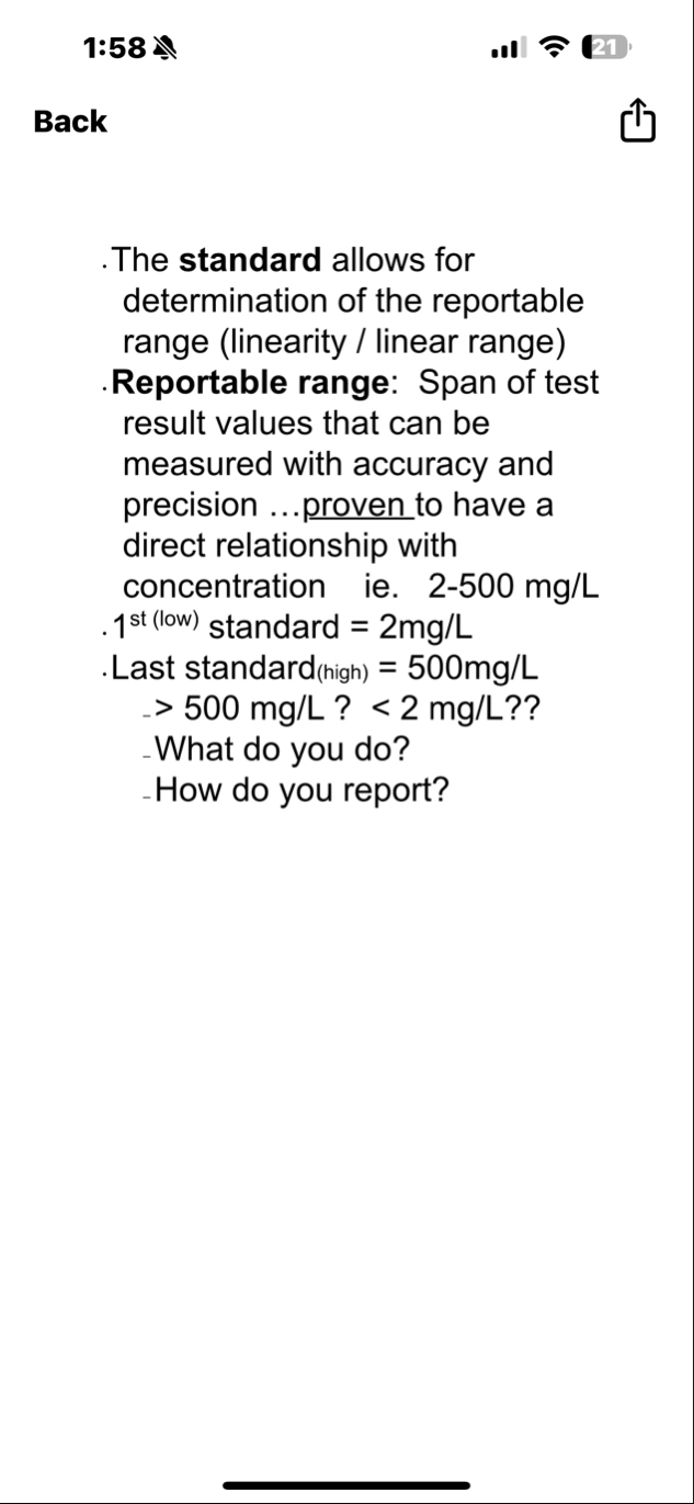 Solved 1:58Back.The standard allows for determination of the | Chegg.com