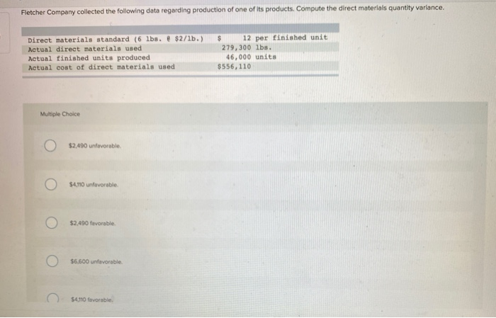 Solved Fletcher Company Collected The Following Data Chegg solved-fletcher-company-collected-the-following-data-chegg