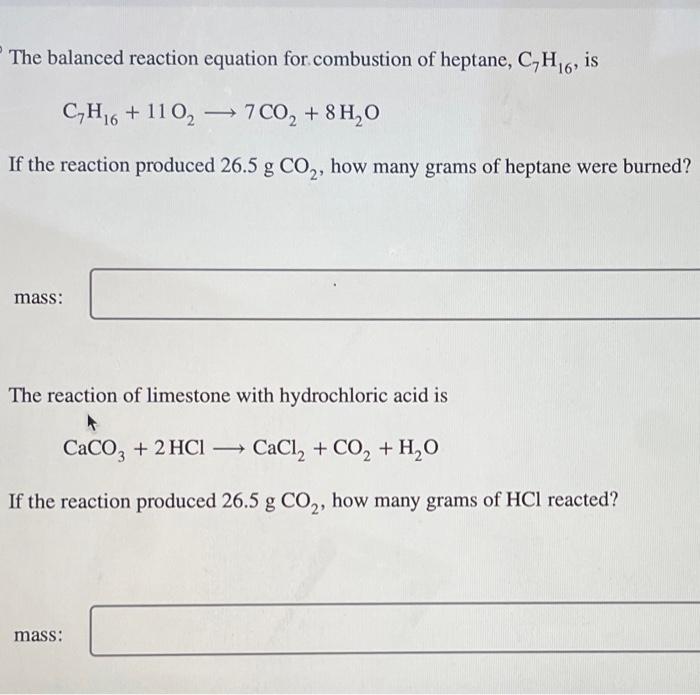 Solved The balanced reaction equation for combustion of | Chegg.com