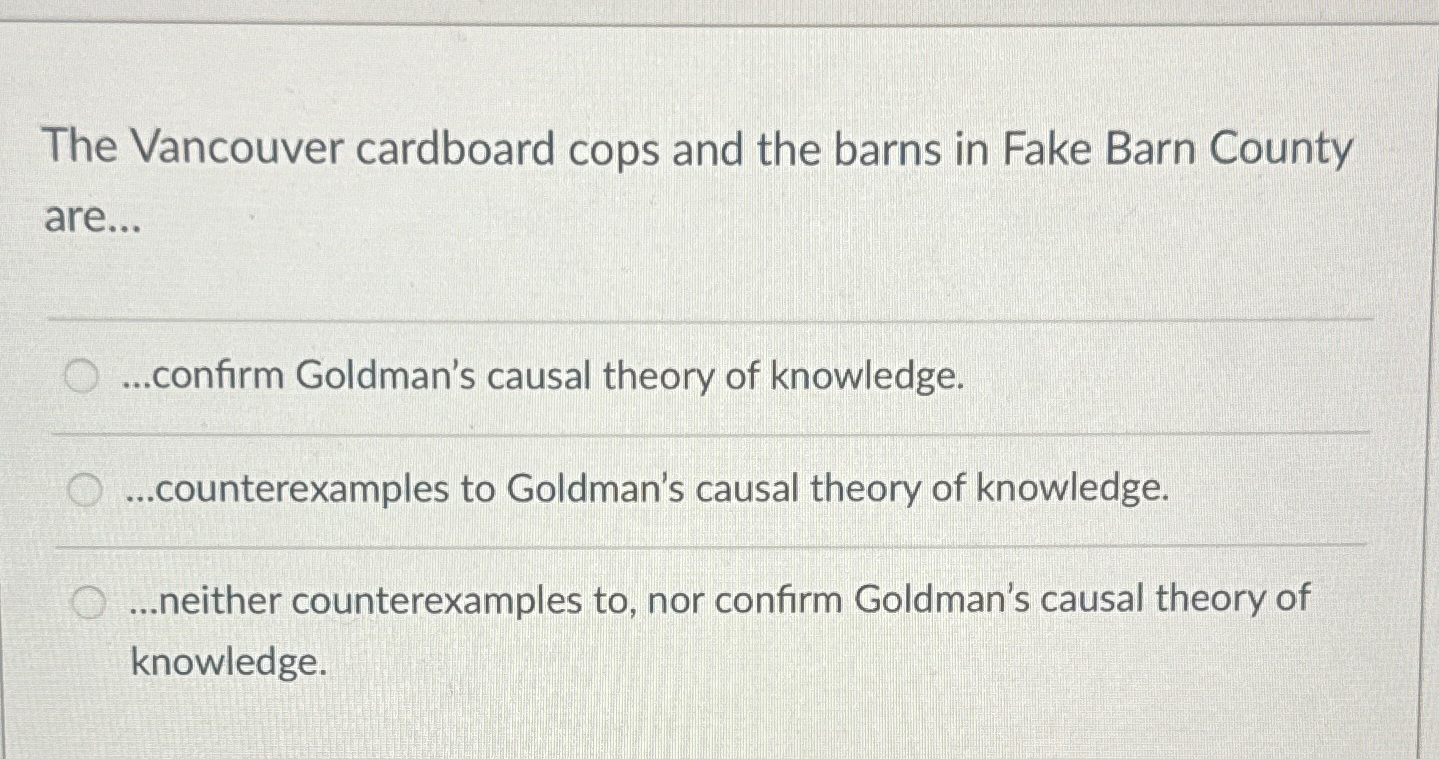 Solved The Vancouver cardboard cops and the barns in Fake | Chegg.com