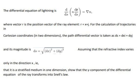 Solved The differential equation of lightning is | Chegg.com