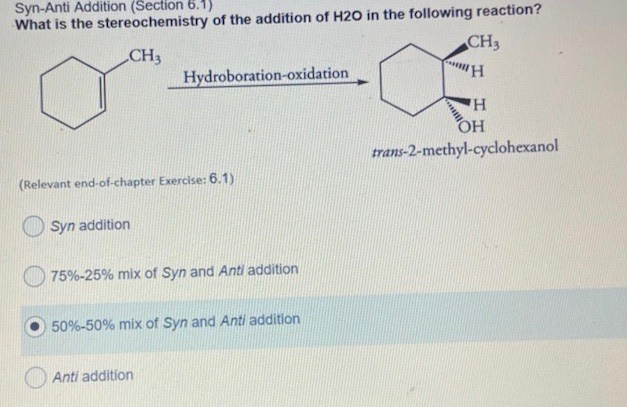 Solved H Syn-Anti Addition (Section 6.1) What is the | Chegg.com