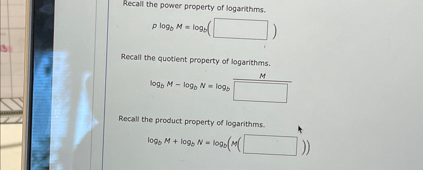 Solved Recall the power property of | Chegg.com