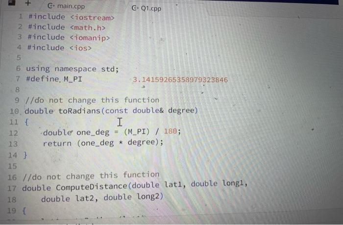 Solved using c++ and the giving functions in the q1.cpp. plz | Chegg.com