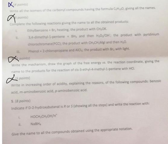 Solved αpoints)col plete the following reactions gving the | Chegg.com