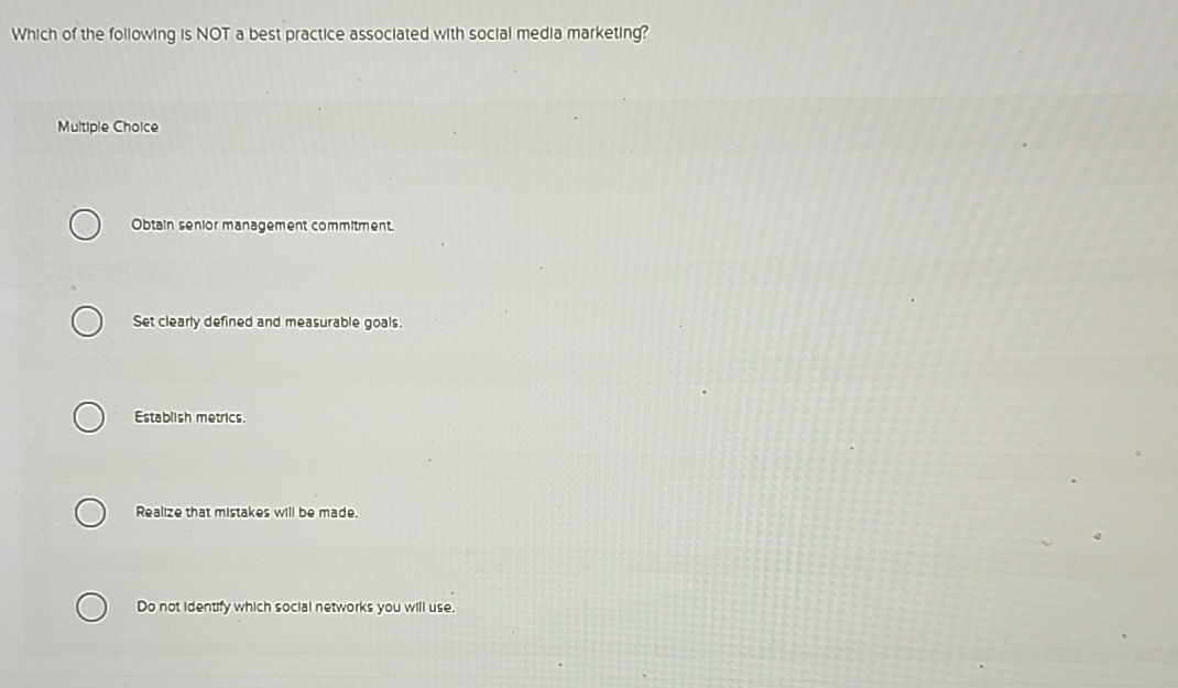 Solved Which of the following is NOT a best practice | Chegg.com