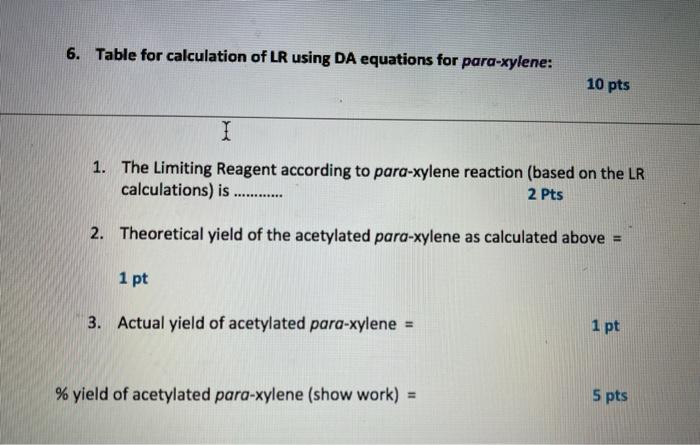 Solved 6. Table for calculation of LR using DA equations for | Chegg.com