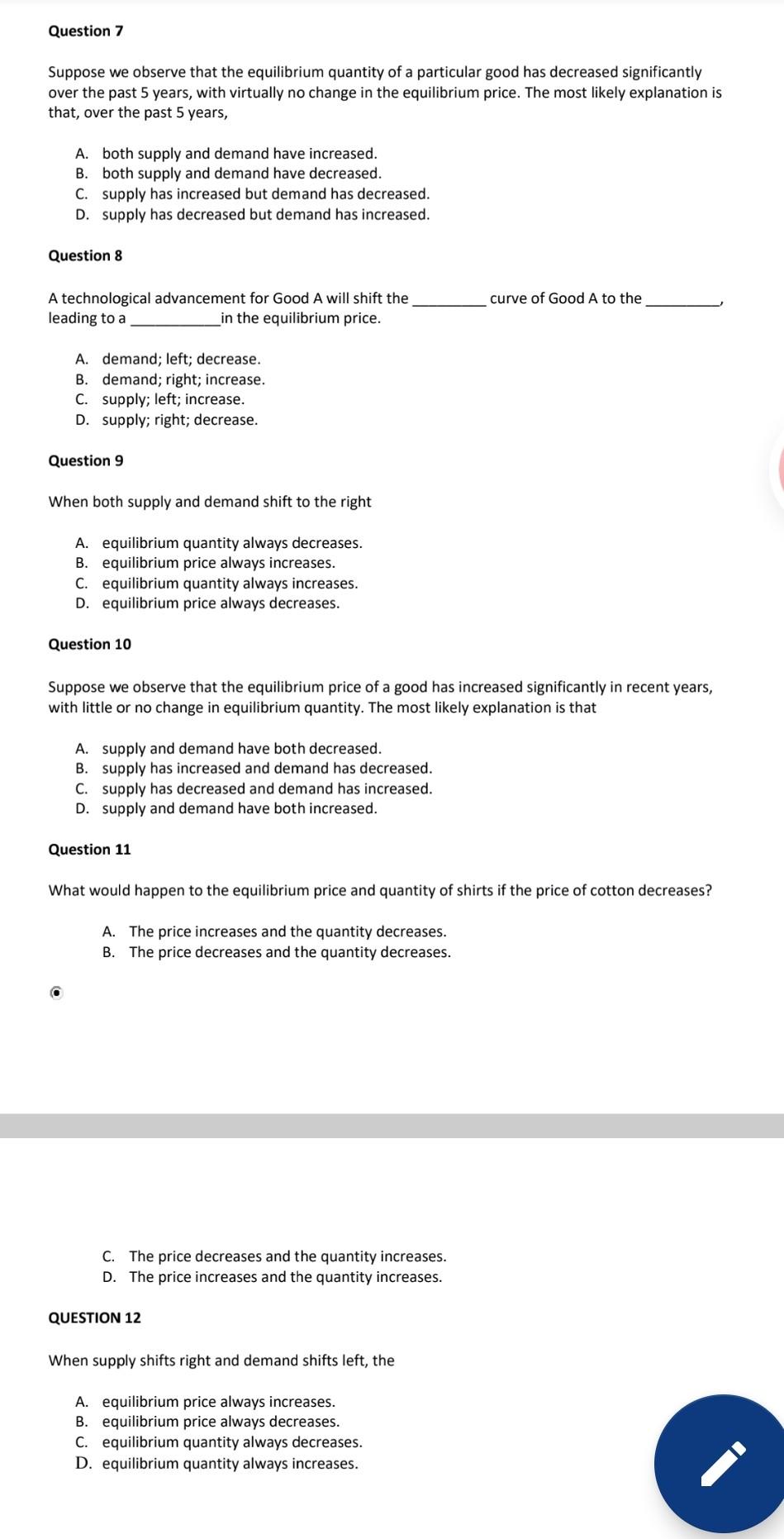 Solved Question 7 Suppose we observe that the equilibrium | Chegg.com