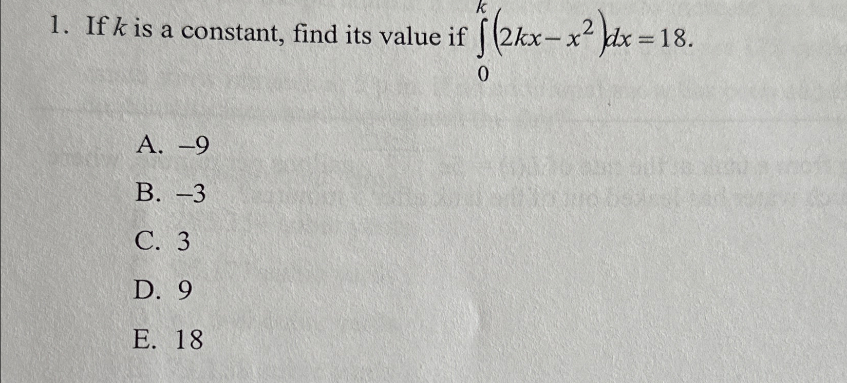 Solved If k ﻿is a constant, find its value if | Chegg.com