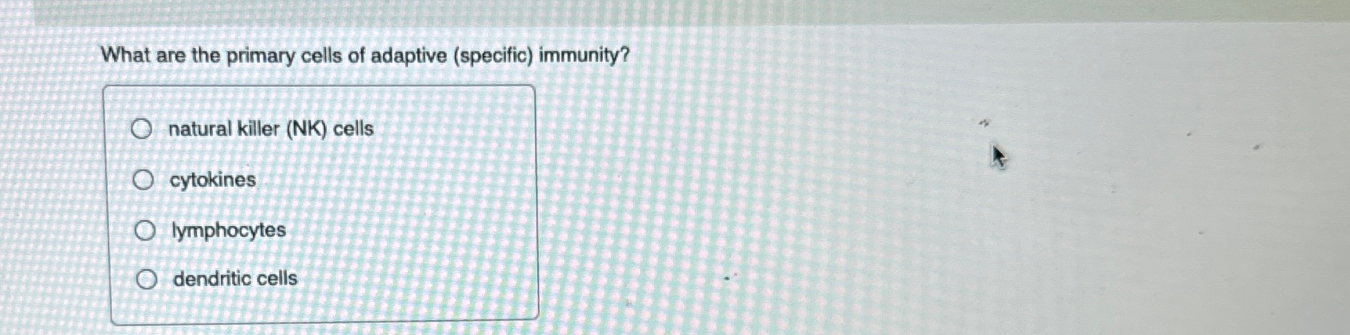 Solved What are the primary cells of adaptive (specific) | Chegg.com