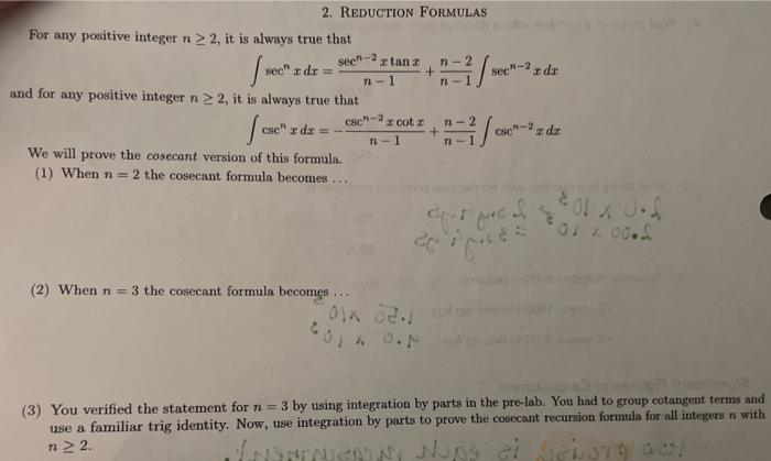 Solved se-2 'x da For any positive integer n > 2, it is | Chegg.com