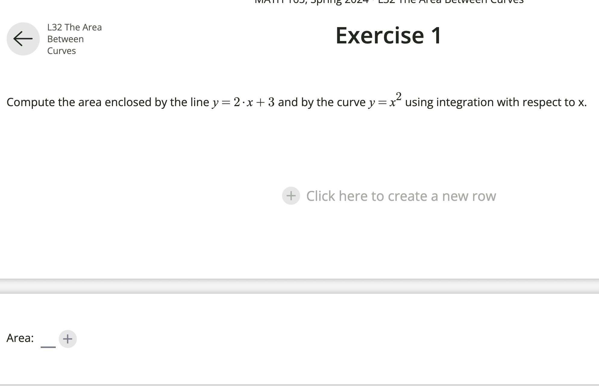 Solved Compute the area enclosed by the line y=2*x+3 ﻿and by | Chegg.com