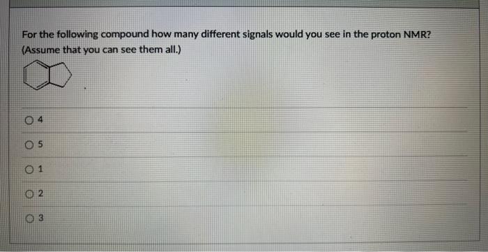Solved The 1H NMR spectrum of which of the compounds below, | Chegg.com