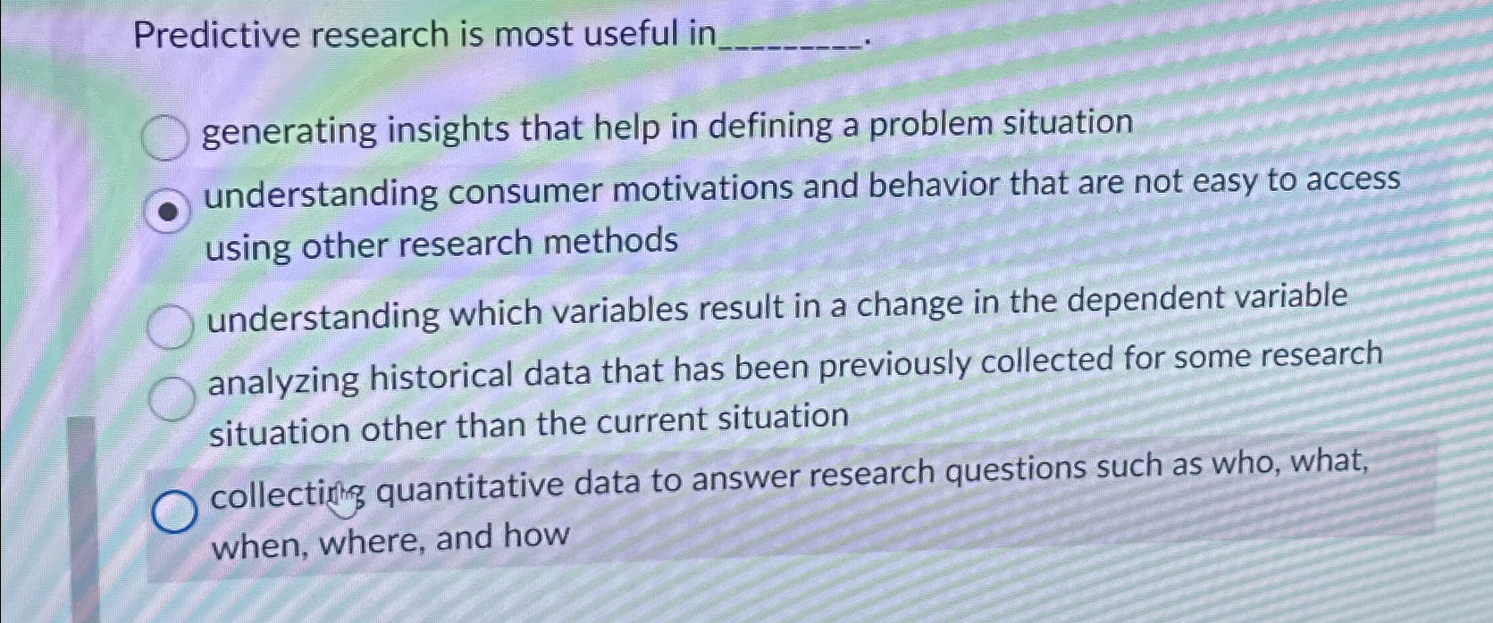 Solved Predictive research is most useful ingenerating | Chegg.com