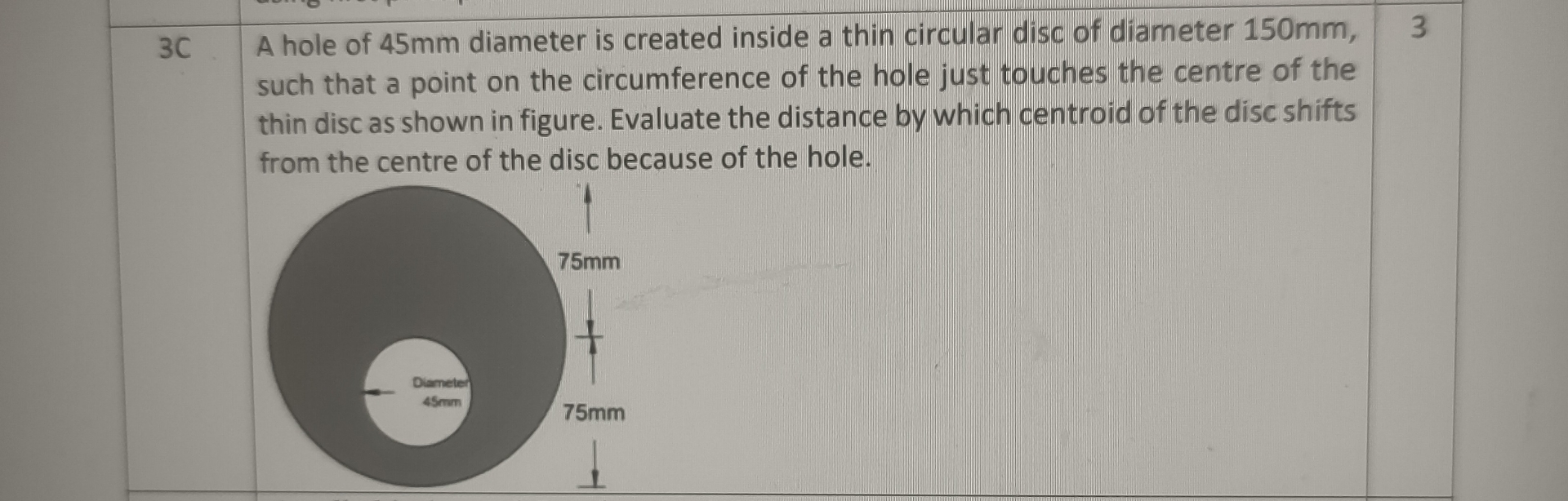 Solved A hole of 45mm ﻿diameter is created inside a thin | Chegg.com