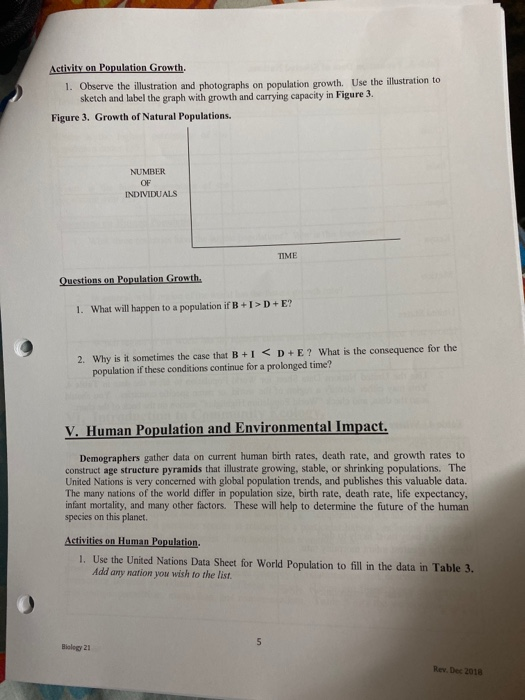 Solved Activity on Population Growth. 1. Observe the | Chegg.com