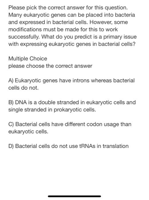Solved please only choose one multiple choice answer for the | Chegg.com