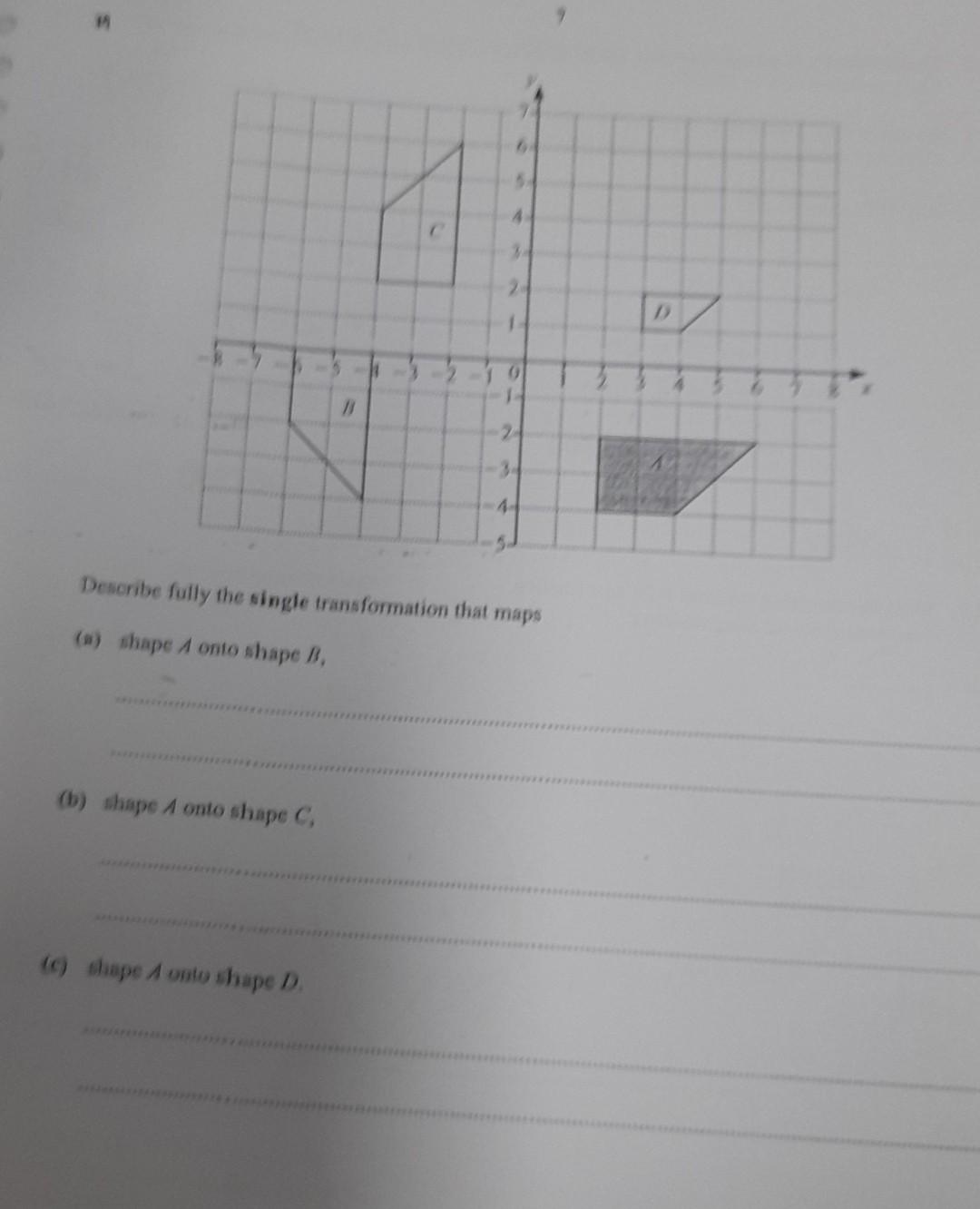 Solved Describe fully the single transformation that maps | Chegg.com