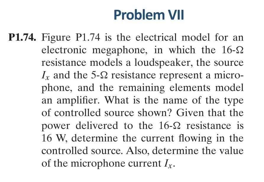 Solved 1.74. Figure P1.74 is the electrical model for an | Chegg.com