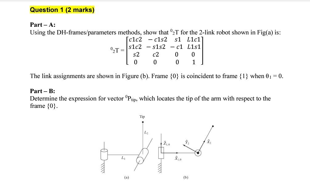 Solved Part-A: Using the DH-frames/parameters methods, show | Chegg.com