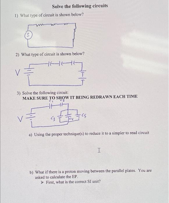 Solved Solve the following circuits 1) What type of circuit | Chegg.com