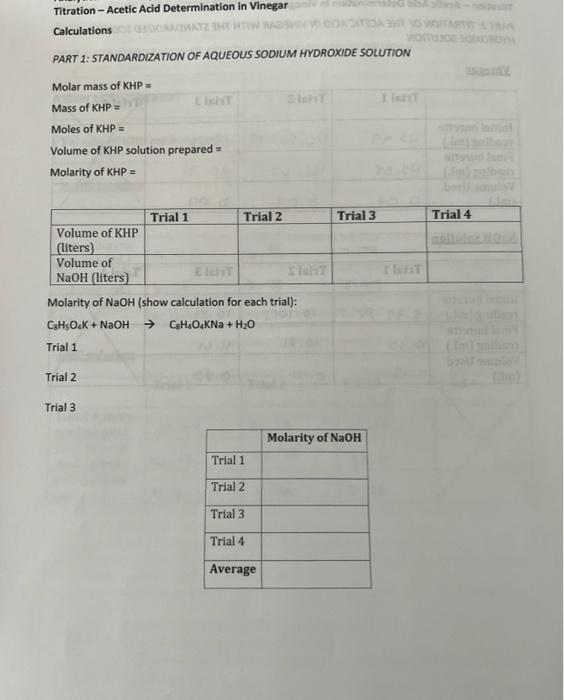 Solved Need help with the calculations of my lab report. I | Chegg.com