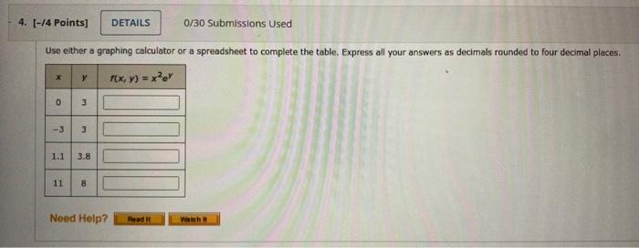 Solved 4. [-/4 Points ] 0/30 Submissions Used Use either a | Chegg.com