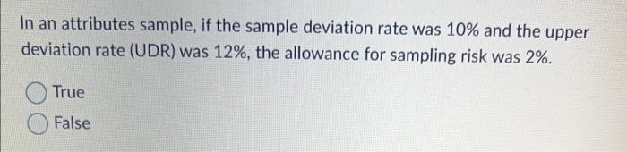 Solved In an attributes sample, if the sample deviation rate | Chegg.com