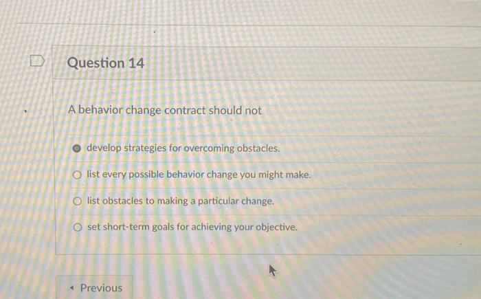 Solved A behavior change contract should not develop | Chegg.com