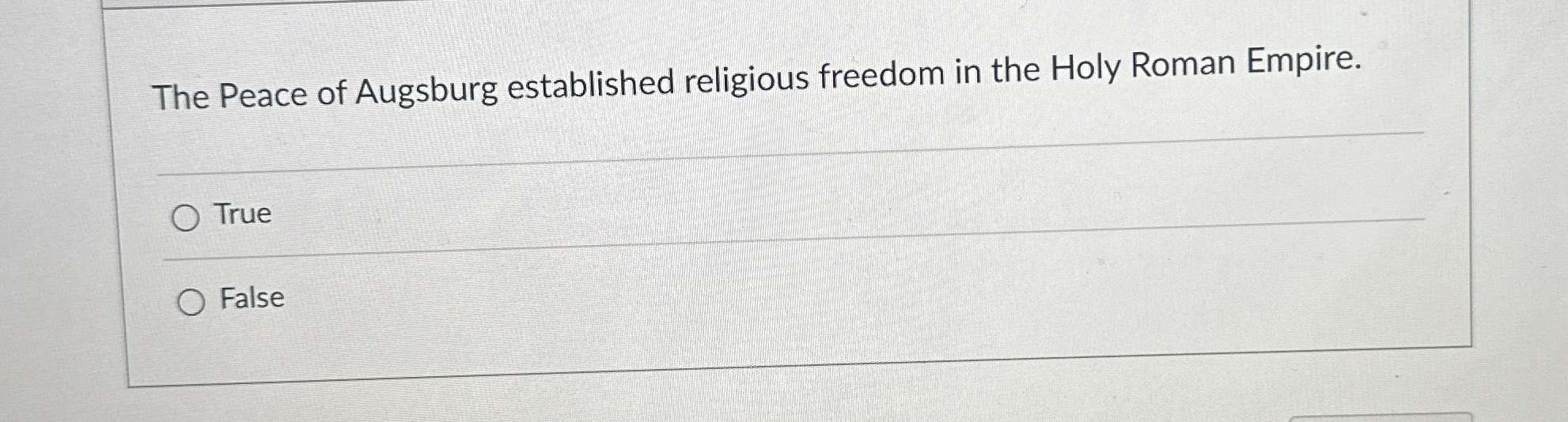 Solved The Peace of Augsburg established religious freedom | Chegg.com