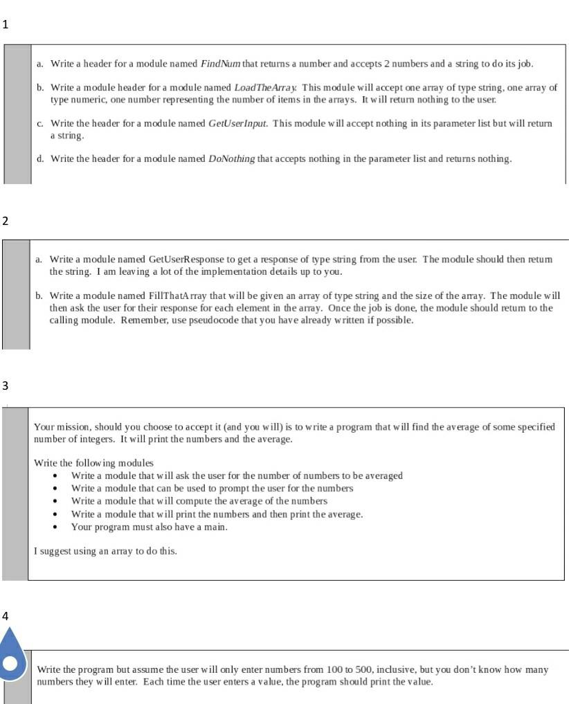 1 a. Write a header for a module named Find Num that | Chegg.com