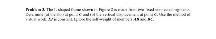 Solved Problem 3. The L-shaped frame shown in Figure 2 is | Chegg.com