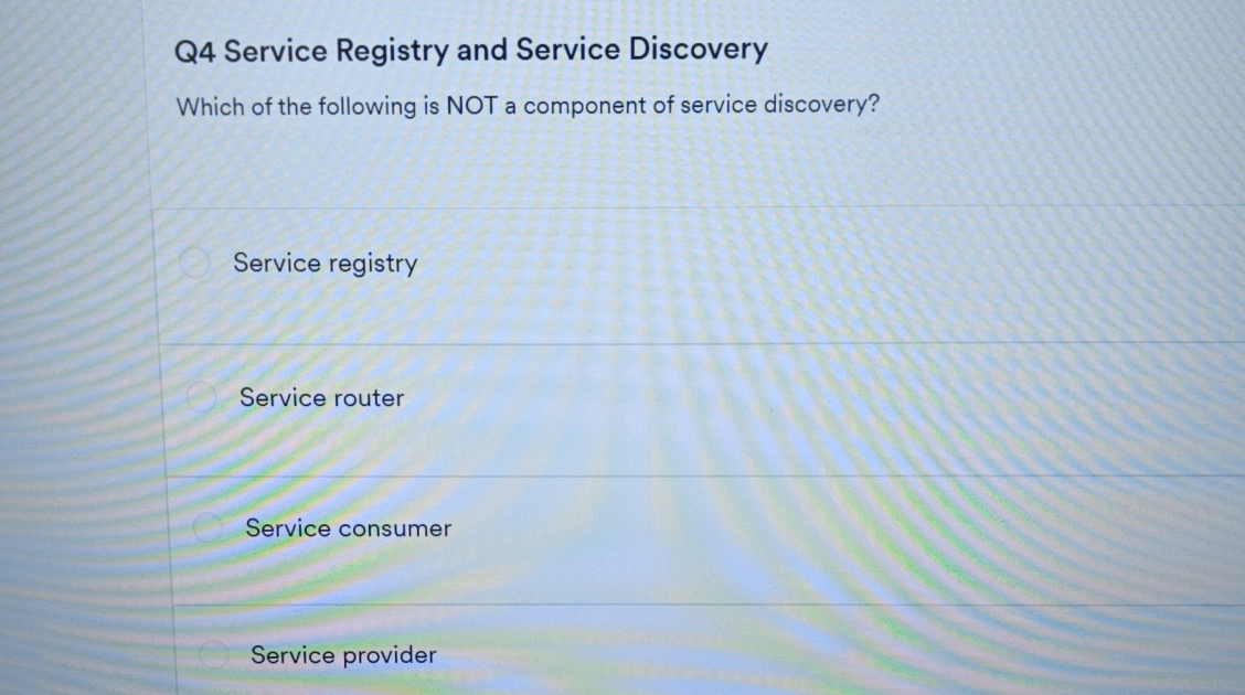 Solved Q4 ﻿Service Registry and Service DiscoveryWhich of | Chegg.com