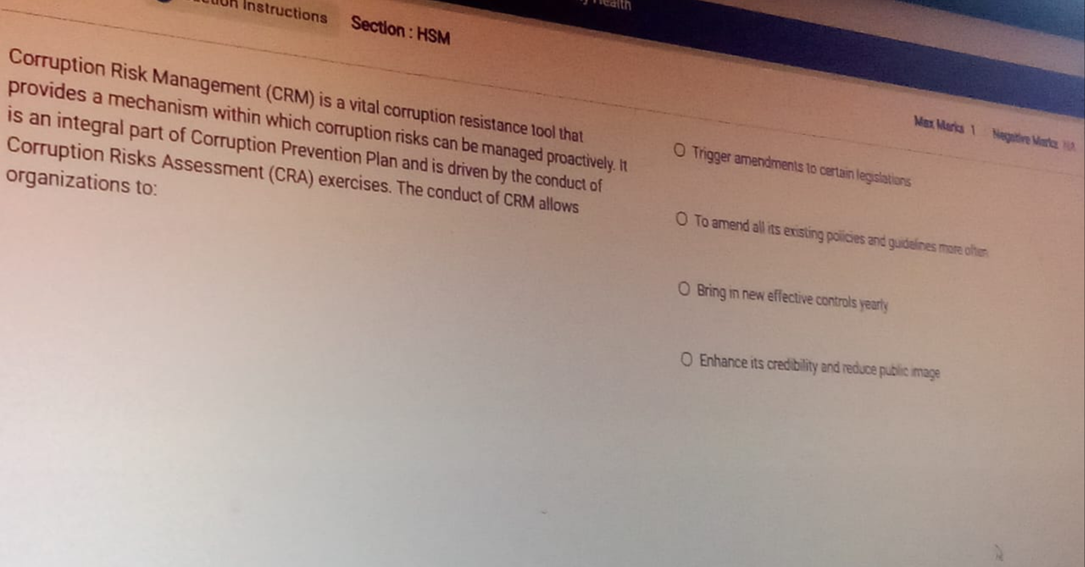 Solved Corruption Risk Management (CRM) ﻿is a vital | Chegg.com