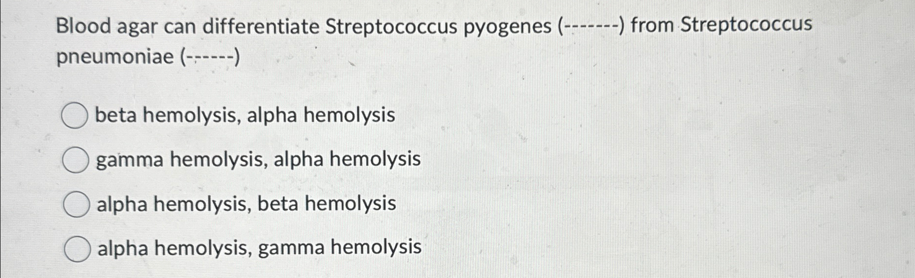 Solved Blood agar can differentiate Streptococcus pyogenes | Chegg.com