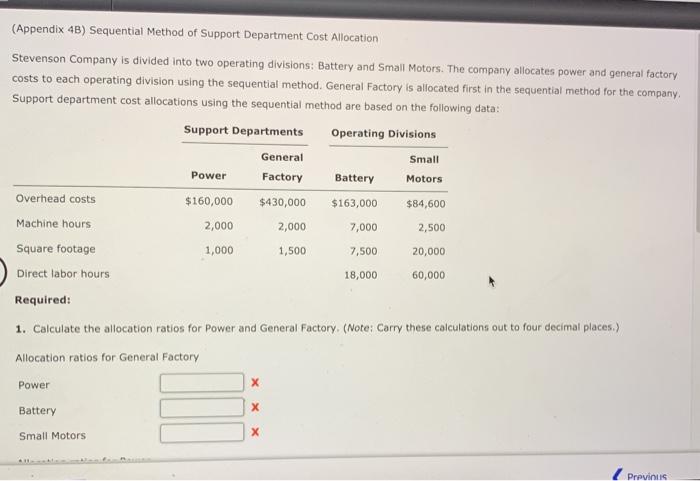 Solved (Appendix 4B) Sequential Method of Support Department | Chegg.com