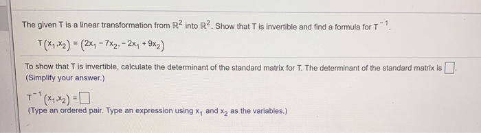 Solved " The given T is a linear transformation from R2 into | Chegg.com