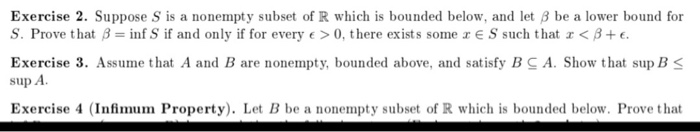 Solved Exercise 2. Suppose S is a nonempty subset of R which | Chegg.com