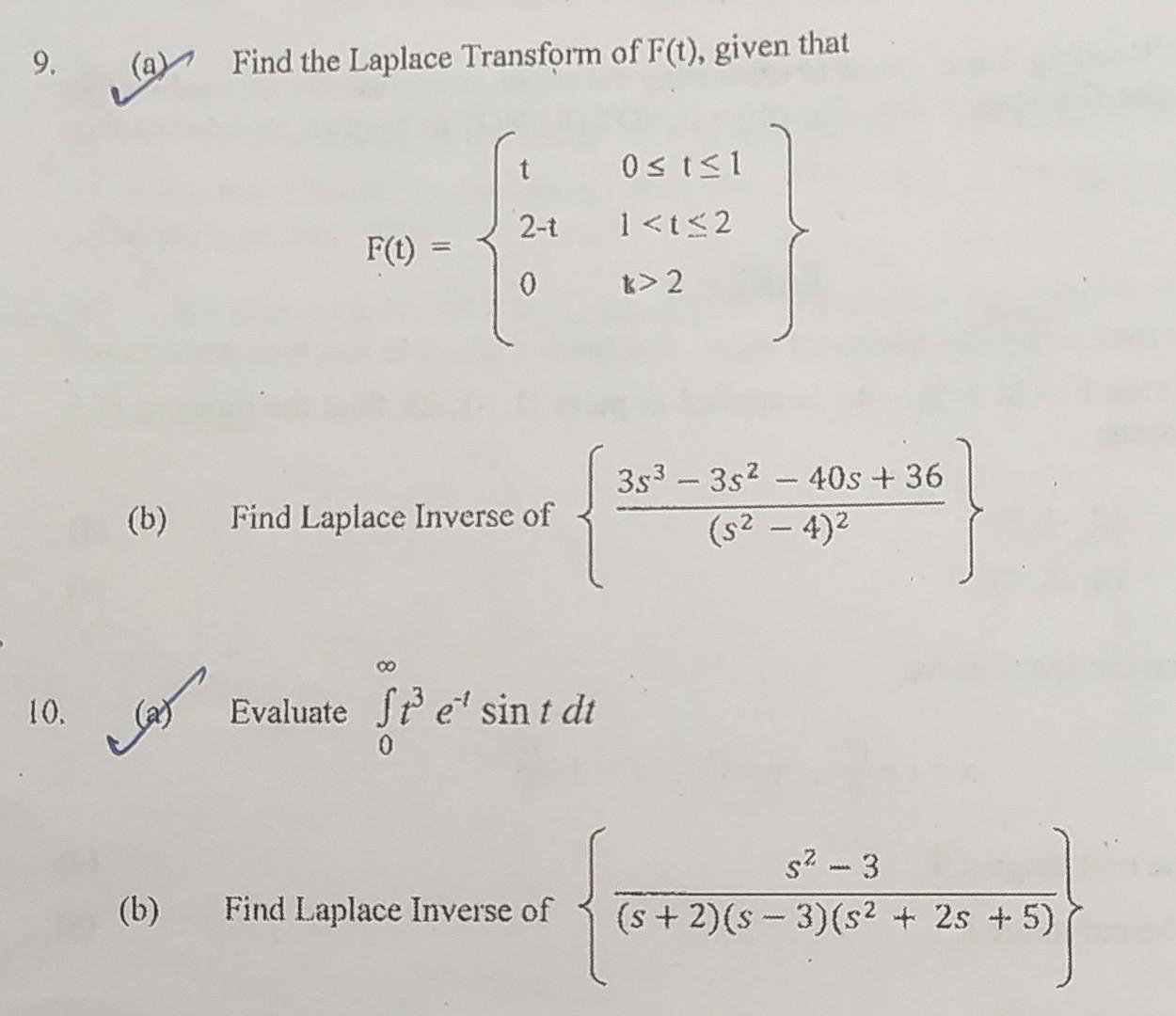 Solved Solve all these laplace question with detailed step | Chegg.com