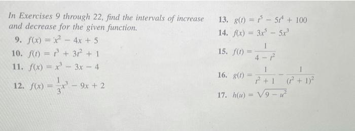 Solved In Exercises 9 through 22, find the intervals of | Chegg.com