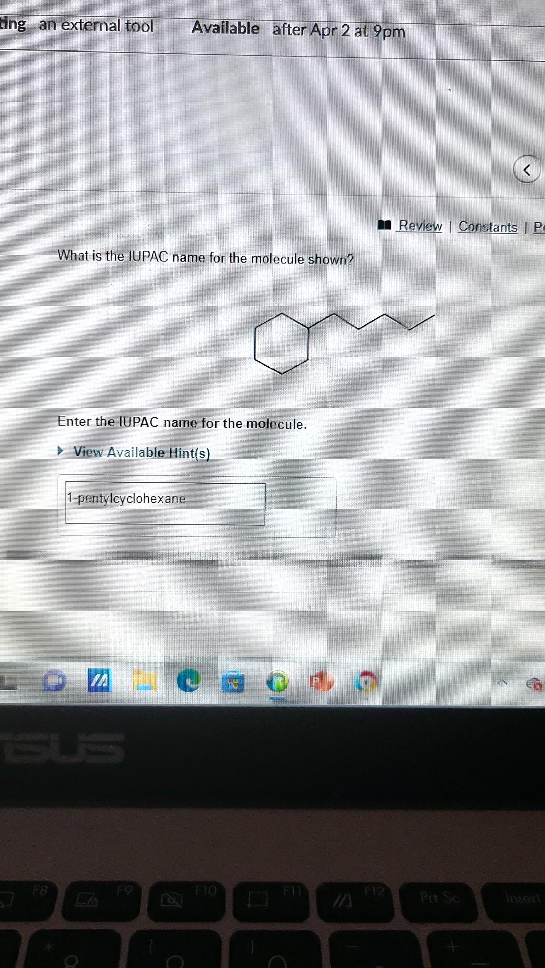 Solved What is the IUPAC name for the molecule shown? Enter | Chegg.com