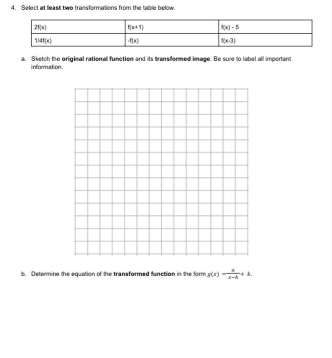 Solved 4. Select at least two transformations from the table | Chegg.com