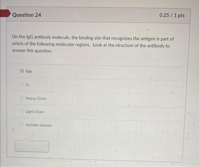 On the IgG antibody molecule, the binding site that | Chegg.com